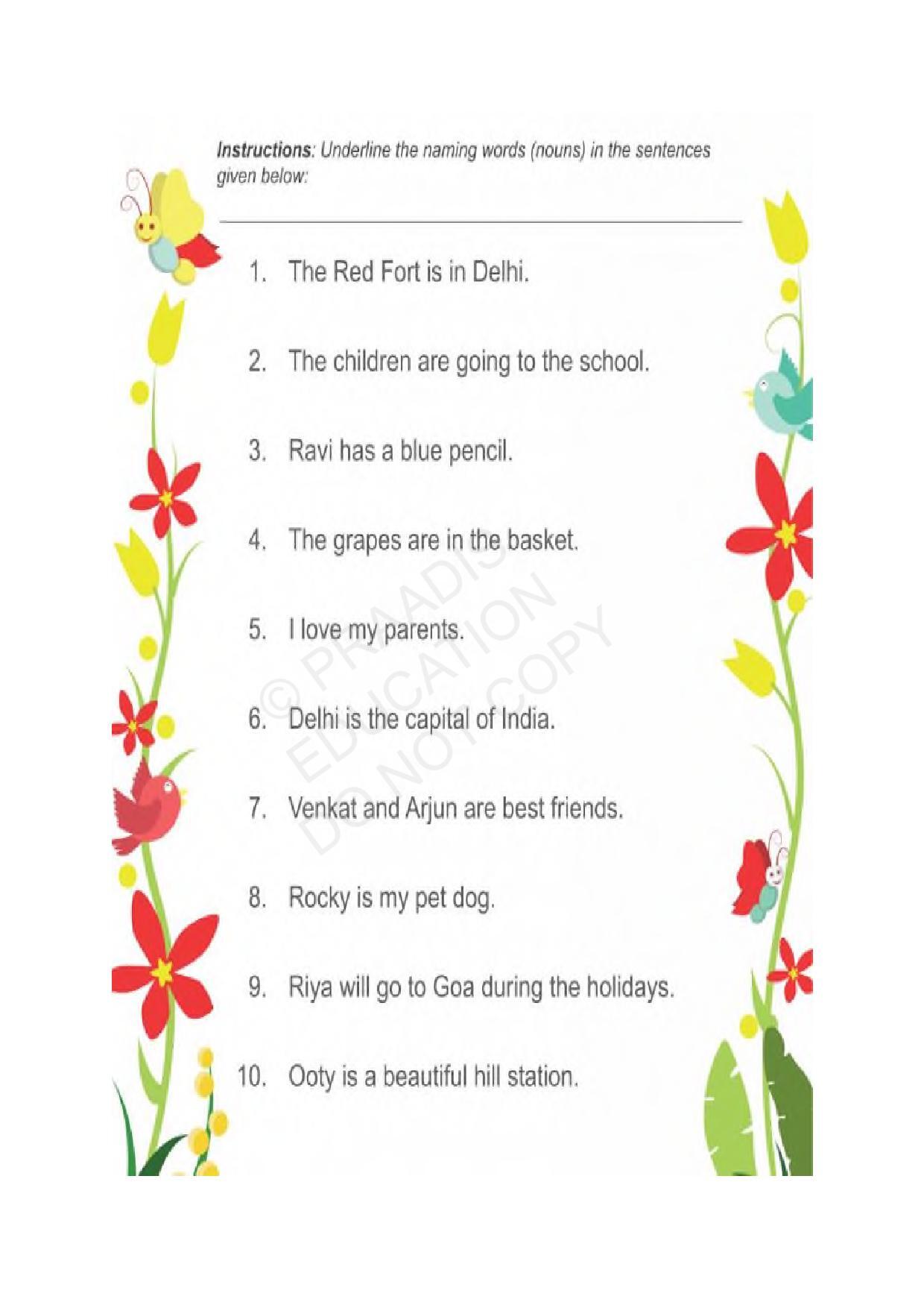 Naming Words Worksheets For Kids Worksheets For Kindergarten