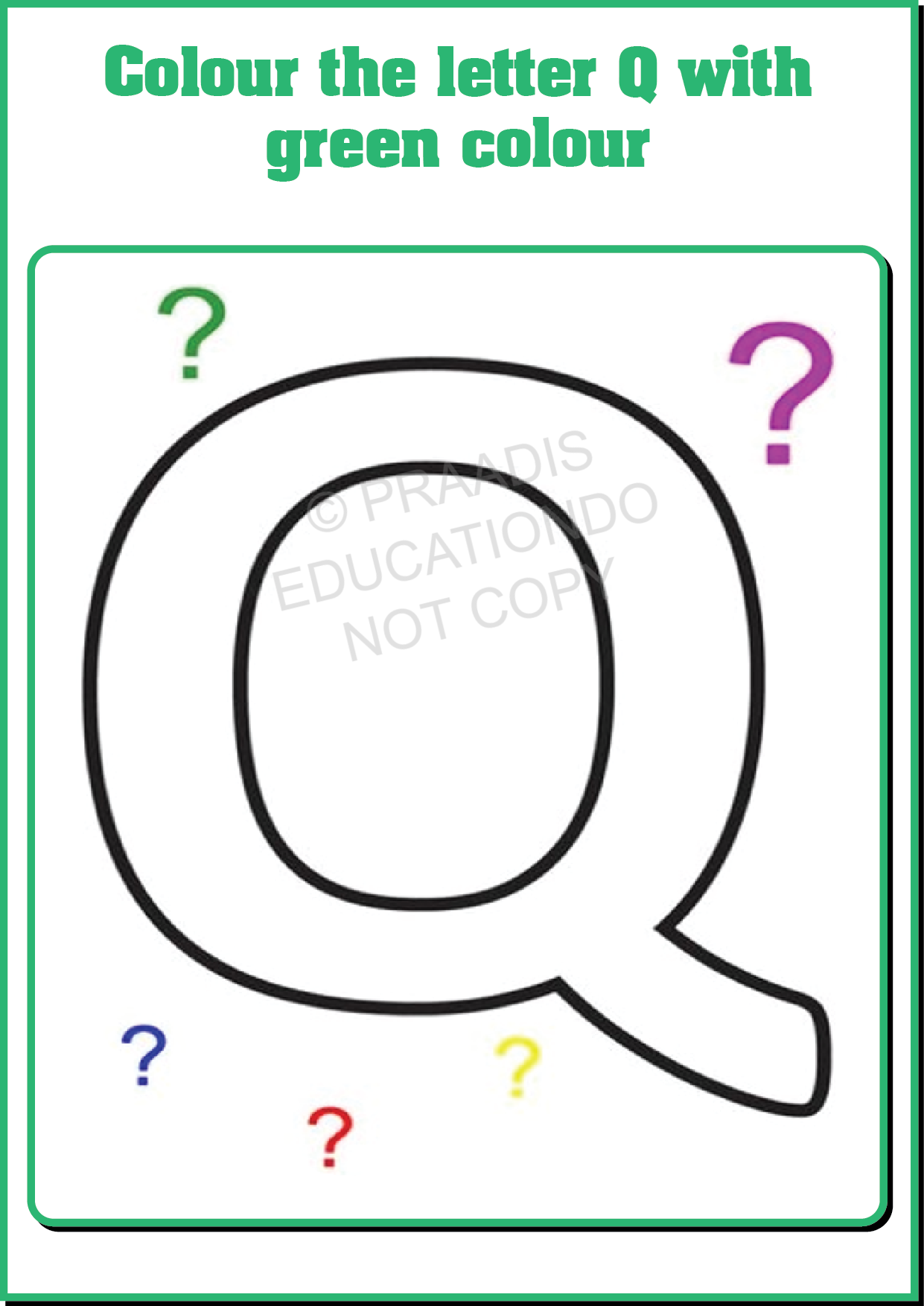 Alphabet Words Coloring Activity Sheet Letter Q Quart